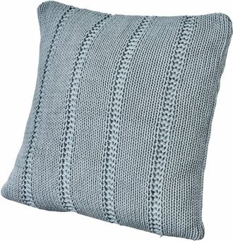 Loberon Kissenhülle Lémeré, mit schöner Rippenstruktur, angenehm weiche Haptik, mit Reißverschluss, Kissenbezug, Wohntextilien, Baumwolle, graublau