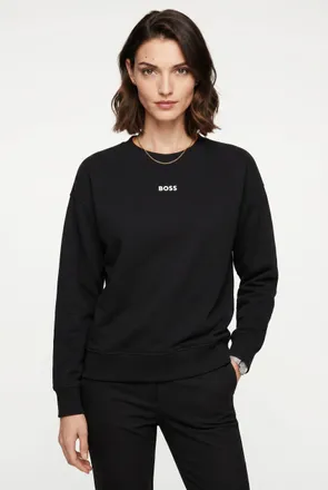 Boss Orange by Hugo Boss Sweatshirt BOSS ORANGE Eteia Premium Damenmode, Damen, Gr. XS, dunkelblau 408, Strick, Obermaterial: 100% Baumwolle, unifarben, oversize, Rundhals, B&uuml;