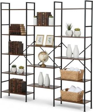 Furniture R Industrielles Flur-Regal mit 12 Ablagen, 152x24x155cm, Vintage-Holzoptik & Metallrahmen, Vielseitiges Standregal f&uuml;r Eingangsbereich