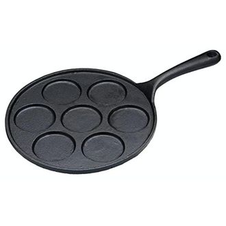 KitchenCraft Gusseisen Mini-Pfannkuchenpfanne, Backofen-sichere Pfanne kann sieben Blinis mit einer Größe von je 6,5 cm auf jedem Herd backen, 24 x 37,5 cm, 1 Stüc