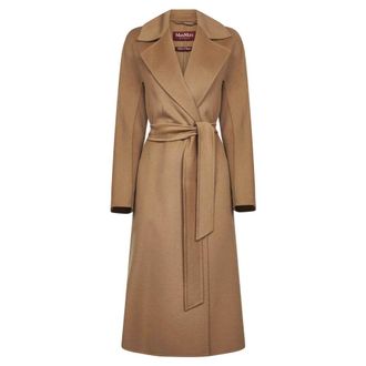 Max Mara Brauner Wolle Seide Kaschmir Mantel - - Coats - Damen - Braun - S