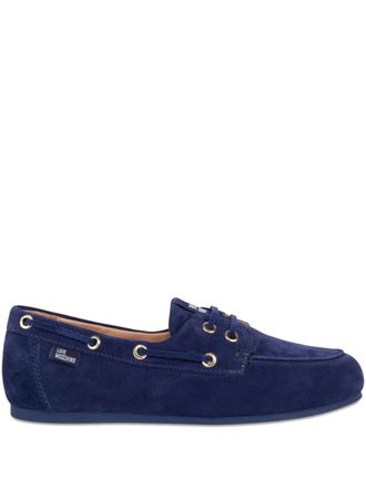 Love Moschino Wildleder-Loafer mit Schn&uuml;rung - Blau