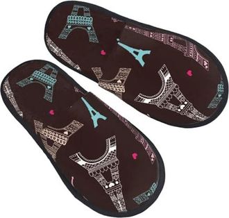 Generic Tour Eiffel Femme Homme Pantoufles Confortable Chaussons Peluche Chaussures De Maison Pour Automne Ext&eacute;rieur Maison M