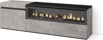 Skraut Home | TV-Schrank, Lowboard | f&uuml;r Wohnzimmer und Esszimmer | 150x45x35cm | F&uuml;r TV-Ger&auml;te bis zu 65 | Elektrokamin. Ma&szlig;e | Moderner Stil | Zement