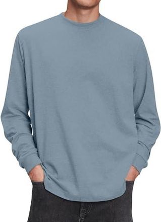 Generic T-shirt &agrave; manches longues pour homme - T-shirt ample &agrave; col rond - L&eacute;ger et respirant - Extensible - Grande taille - Couleur unie - T-shirt d&eacute;contract&eacute;