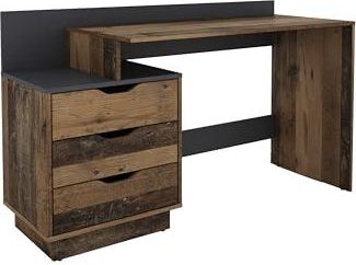 Byliving Schreibtisch Belfast/Rechts oder Links montierbar / 3 Schubkästen/Old Navy - Anthrazit/Bürotisch/Schreibtisch/B 138, H 83,5, T 51,5 cm