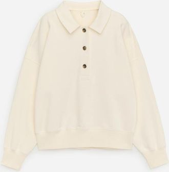 Arket Sweatshirt Aus French Terry Mit Polokragen -Wei&szlig;