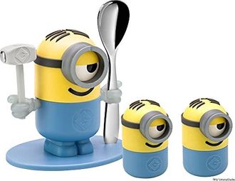 WMF Minions Eierbecher -Set 4-teilig, Becher mit Löffel, Salz und Pfefferstreuer, ab 3 Jahren, Kunststoff, bpa-frei