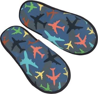 Generic Pantoufle Maison Fond Bleu Avion Hiver Chaussures Chaudes Antid&eacute;rapantes Hiver Pantoufles Doux Chaudes Pantoufles Pour Camping Voyages Maison M