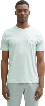 Tom Tailor Tom Tailor Denim Herren Basic T-Shirt mit Logo-Print,17549 - sea Foam, L