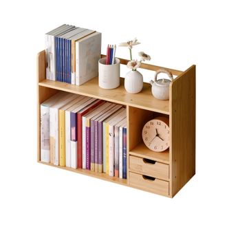 Generic Schreibtischregal Schmal Platzsparend Tischregal Schreibtisch Aufsatzregal mit Schubladen Schreibtisch Organizer Holz für Home Office, Wohnung(68cm)