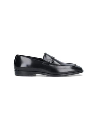 Ferragamo Loafer - Gancini Loafers In Black Leather - Gr. 7_5 - in Schwarz - f&uuml;r Damen