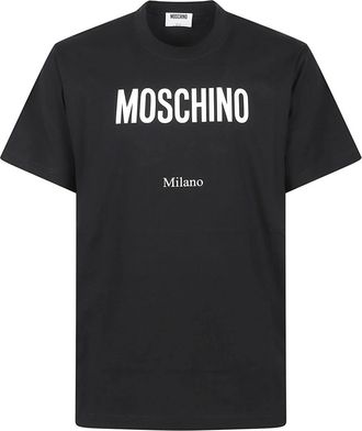 Moschino Homme, Tops, Noir, Taille: 2XL Logo Print T-Shirt