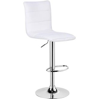 Woltu Tabouret de bar en similicuir, tabouret de bar pivotant, si&egrave;ge bien rembourr&eacute;, hauteur r&eacute;glable, Blanc