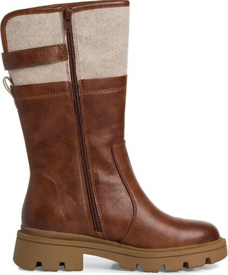 Jana Damen Stiefel ohne Absatz aus Kunstleder mit Schnalle Weite H Mehrweite, Braun (Cognac), 36 EU