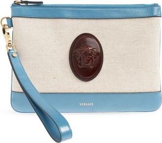 Versace Femme, Sacs, Beige, Taille: ONE Size Rivi&egrave;re Canvas Pouch