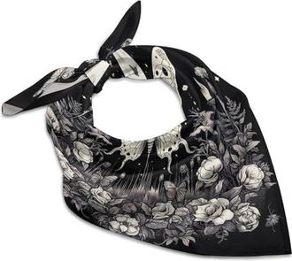 Generic Écharpe carrée gothique en soie légère pour Halloween, foulard pour cheveux, respirant, cadeau pour homme et femme, multicolore, 60x60cm