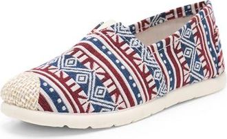 Alexis Leroy Femme Chaussures Alpargata Heritage Canvas Semelle de Mocassin Chaussures Boho en Toile pour Femmes Motif Floral Rouge et Bleu40 EU