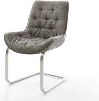 DELIFE Freischwinger Taimi-Flex Bouclé Soft Schlamm Freischwinger flach Edelstahl, Esszimmerstühle