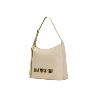 Love Moschino Womens Logo-Embossed Polyurethane Shoulder Bag Beige