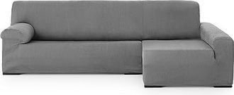 Eysa elastisch sofa überwurf chaise longue rechts, frontalsicht, Polyester-Baumwolle, 06-grau, 250-310 cm
