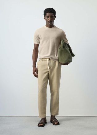 Mango T-shirt maille fine coton beige - Homme - XXL - MANGO MAN