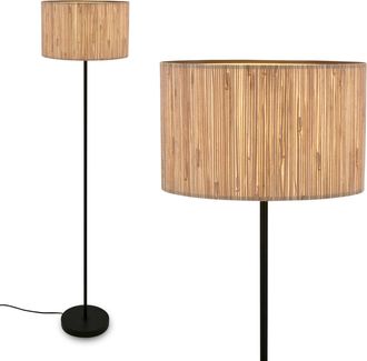 Briloner Stehlampe mit Seegras Schirm, Ein/Aus Fußtaster, E27, max. 10W, Boho, aesthetic, Stehleuchte, Leselampe, Wohnzimmerlampe, Standleuchte, Dekolampe, 35 