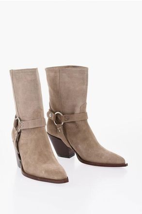 Sonora Suede Cowboy Ankle Boots ATOKA BELT 9cm Heel size 39
