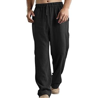 Generic Pantalon en lin pour homme - Pantalon d&eacute;t&eacute; long et l&eacute;ger - Coupe ample - D&eacute;contract&eacute; - Stretch - Pantalon de jogging confortable - Pantalon de sport -