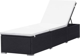 vidaXL Vidaxl - Sonnenliege mit Cremewei&szlig;er Auflage Poly Rattan Schwarz