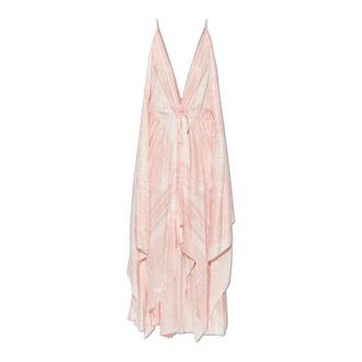 Balmain Asymmetrisches Kleid mit Spaghettitr&auml;gern - - Dresses - Damen - Rosa - M