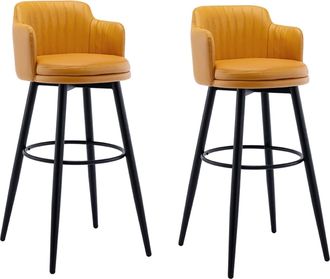 Generic Drehbarer Barhocker, 2er-Set mit R&uuml;ckenlehne, K&uuml;chenbarhocker, Tresenhocker mit Armlehnen, Metallbeine