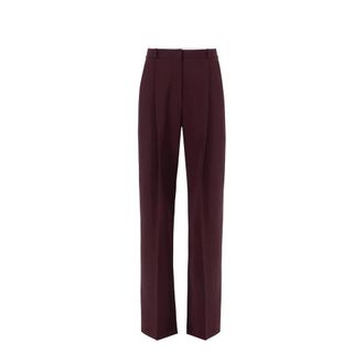 Elisabetta Franchi Femme, Pantalons, Rouge, Taille: 44 FR Pantalon en cr&ecirc;pe l&eacute;ger avec pinces