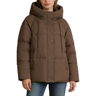 Generic Doudoune courte tendance pour femme, manteau dhiver matelass&eacute;, chaud et rembourr&eacute;, style d&eacute;contract&eacute; et mignon, avec poches, couleur caf&eacute;, taille M