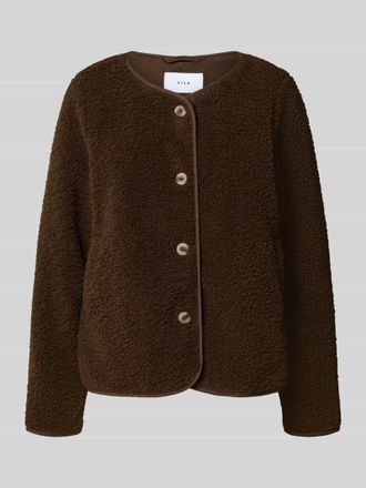 Vila Regular Fit Teddyjacke mit Knopfleiste Modell ADA