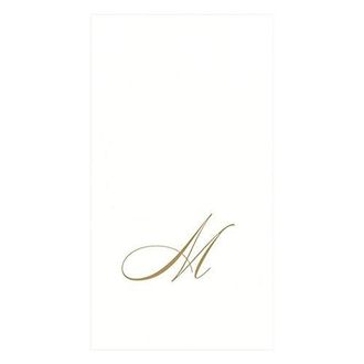 Caspari Monogramm-Papierhandtücher, mit Initiale M, White Pearl, 24 Stück