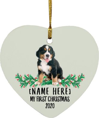 Generic Weihnachtsbaumschmuck Keramik H&auml;ngende Ornamente Mit Schnur Weihnachtsbaum Deko Weihnachtsdeko Personalisierter Name Jahr Berner Sennenhund Welpe Tri 