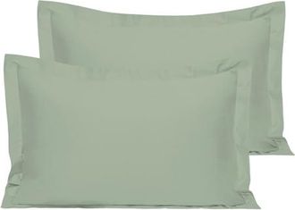 Pizuna Coton Set de 2 Taies doreiller 50x75 cm Sauge, 100% Coton Longue dur&eacute;e en Percale Taies doreiller en Coton 50x75 avec Rabat de 20cm (taies doreiller 2