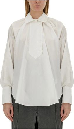 Patou Femme, Blouses et Chemises, Blanc, Taille: 36 FR Chemise &agrave; plastron en popeline de coton