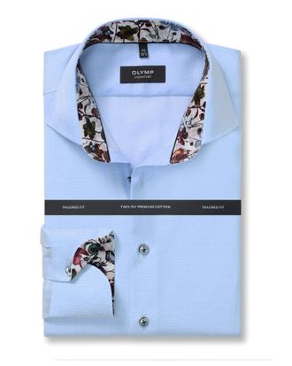 Olymp Signature, Tailored Fit, Vollzwirn-Hemd mit floralem Ausputz in