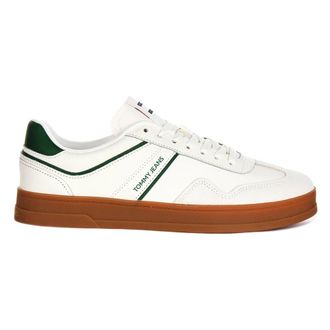 Tommy Jeans Greenwich Leder Sneaker Wei&szlig; Gr&uuml;n Herren - - Shoes - Herren - Wei&szlig; - 43 EU