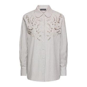 Elena Miro Femme, Blouses et Chemises, Multicolore, Taille: 48 FR Chemise Ray&eacute;e avec Broderie Main