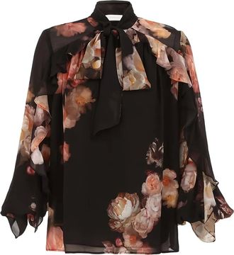 Zimmermann Bluse mit Blumen-Print - Schwarz