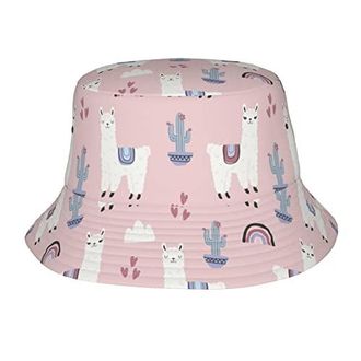 Generic Funky Seau Chapeau Lama-alpaga Mignon avec Cactus Chapeaux de Visière Imprimé Beach Sun Hat pour Outdoor Randonnée Voyage