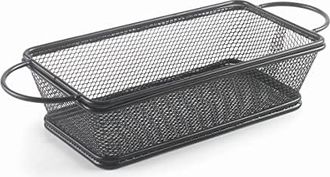 Lacor 61154 - Schwarzer Snack-Servierkorb, konischer Korb, Kartoffel-Pommes-Korb, Edelstahlkorb, Nicht zum Braten geeignet, 21x11x6 cm, Mattschwarzes Finish