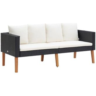 vidaXL Vidaxl - 2-Sitzer-Gartensofa mit Auflagen Poly Rattan Schwarz