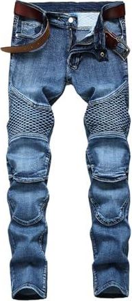 Generic Jean Homme Jean Homme Regular Jeans Homme Confortable Classique Slim Renfort Genou Cyclisme - Coupe Ajust&eacute;e Technique pour Cyclistes Urbains