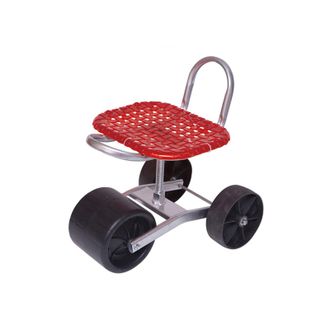 Generic Gartenhocker Mit Verstellbarer H&ouml;he (22-36 cm) Und 360&deg;-Drehfunktion, Robuster Hocker 2 R&auml;dern, for Rasen Garten(Red)