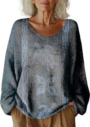 Generic Uwdiohq Pull Femme Imprim&eacute; &Agrave; Motifs pour (Light Blue, M) Pulls Sweater Oversize Pulls, Gilets Et Sweats Chaud Halloween Sweat sans Capuche Uni L&eacute;ger C