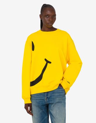 Moschino Smiley Sweatshirt aus Bio-Baumwolle - Gelb